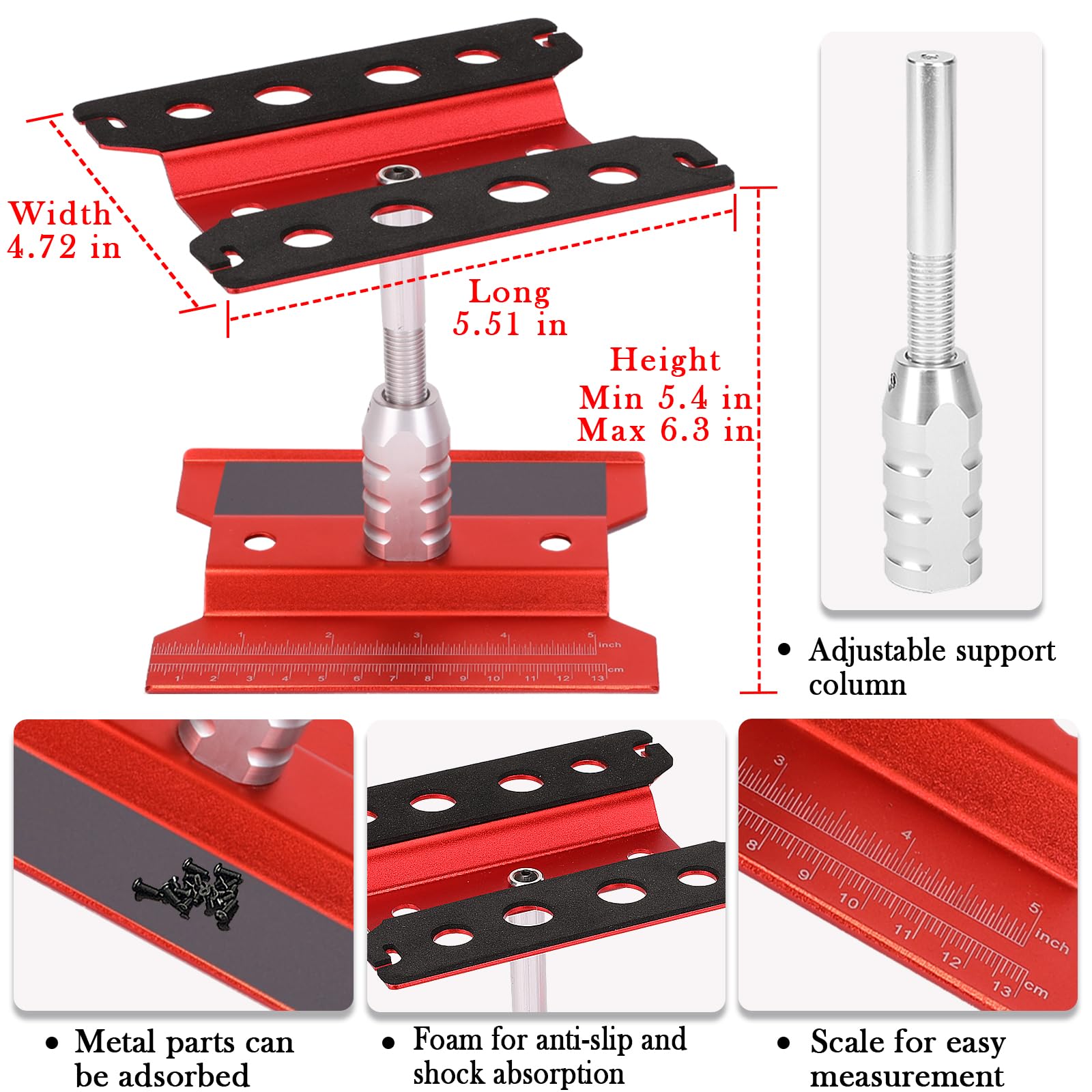 RC Car Stand and 532PCS RC Screw Kit Universal RC Tools Kit RC Car Repair Work Stand Portable RC Repair Work Station and RC Car Screws Set for 1/8 1/10 1/12 1/16 Scale RC Car