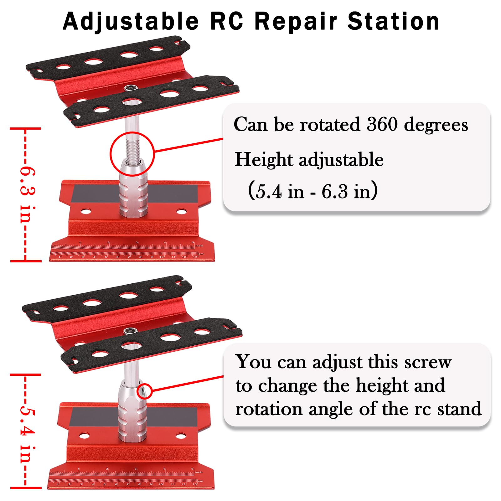 RC Car Stand and 532PCS RC Screw Kit Universal RC Tools Kit RC Car Repair Work Stand Portable RC Repair Work Station and RC Car Screws Set for 1/8 1/10 1/12 1/16 Scale RC Car