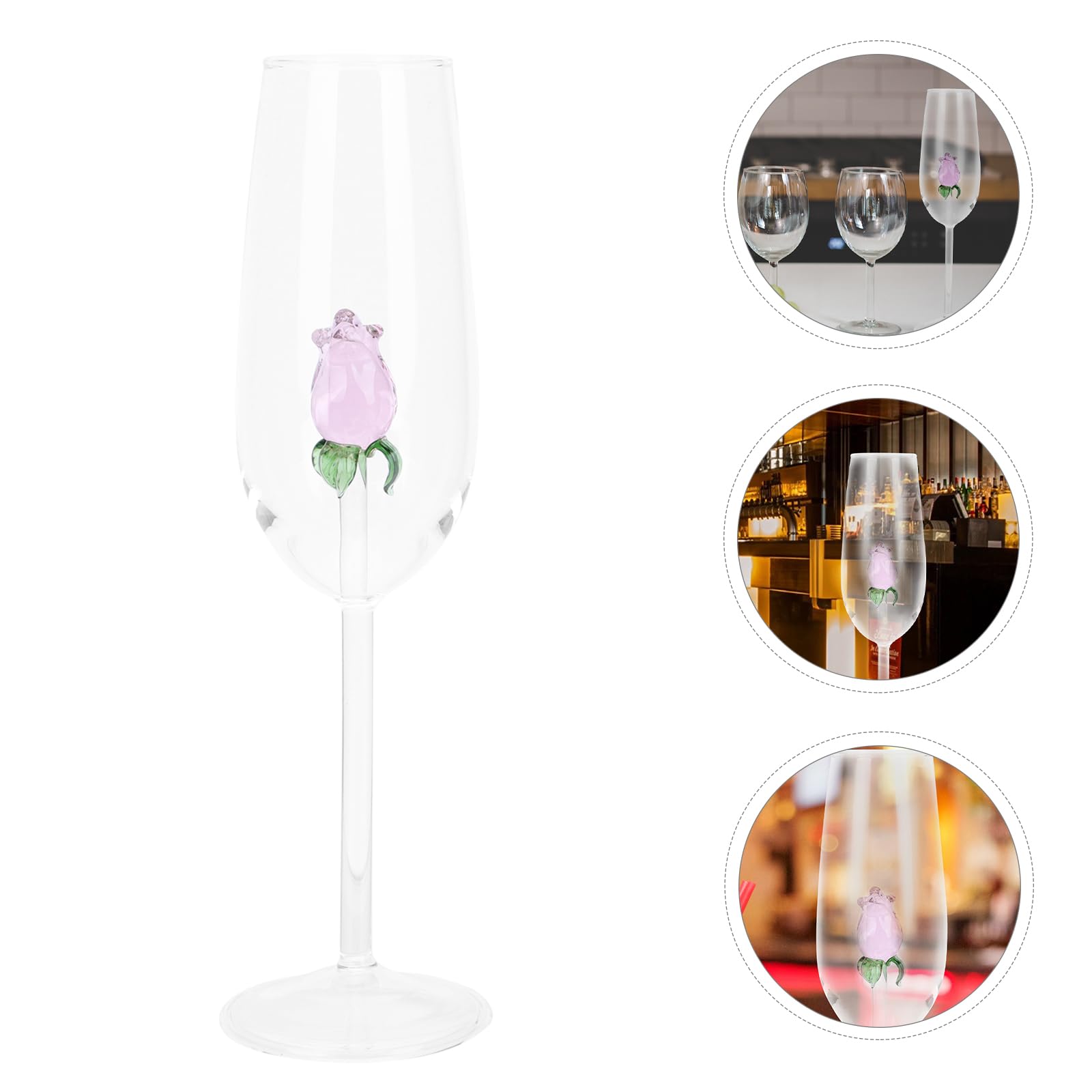 IMIKEYA Rose Wine Glass: 1PCS Cocktail Cup Crystal Flute Wine Goblet Rose Cup Red Wine Goblet Red Wine Glass for Party Dinner Wedding Birthday Christmas Festival Wine Cocktail Glass