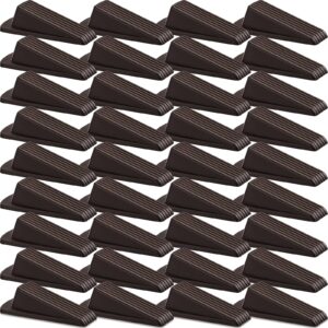 frienda 36 pcs door stoppers for bottom of door rubber door wedge stop sturdy door stop bulk for heavy duty door bottom carpet tile concrete wooden floor (brown)