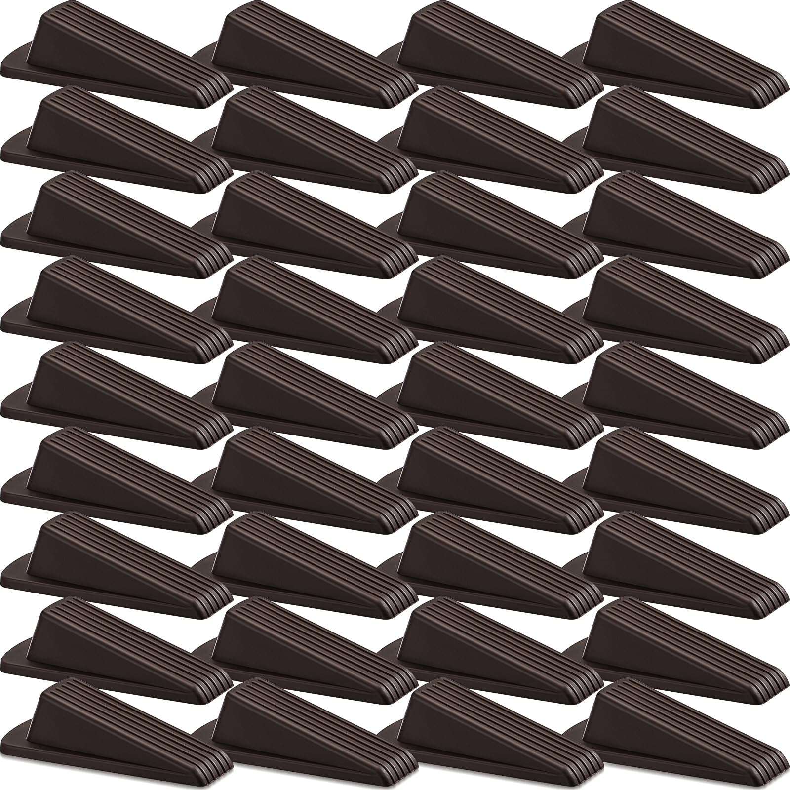 Frienda 36 Pcs Door Stoppers for Bottom of Door Rubber Door Wedge Stop Sturdy Door Stop Bulk for Heavy Duty Door Bottom Carpet Tile Concrete Wooden Floor (Brown)