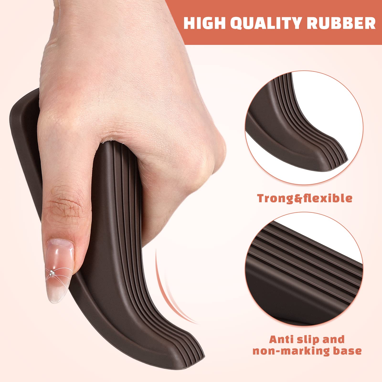 Frienda 36 Pcs Door Stoppers for Bottom of Door Rubber Door Wedge Stop Sturdy Door Stop Bulk for Heavy Duty Door Bottom Carpet Tile Concrete Wooden Floor (Brown)