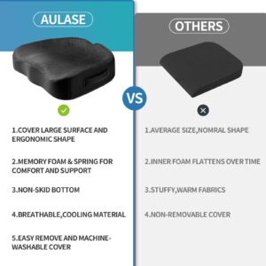 Aulase Large Seat Cushion for Office Chair, Inner Springs and Thick Soft Memory Foam for Super Support & Comfort, Pressure Relief for Long Sitting, Chair Pad for Hip, Coccyx, Sciatica Pain Relief