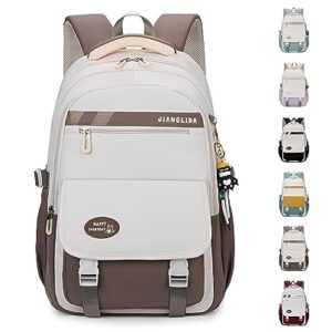 ooibnn Kawaii Backpack With Cute Accessories Spine Protection Anti-thief Cute Aesthetic Book Bag (Brown)