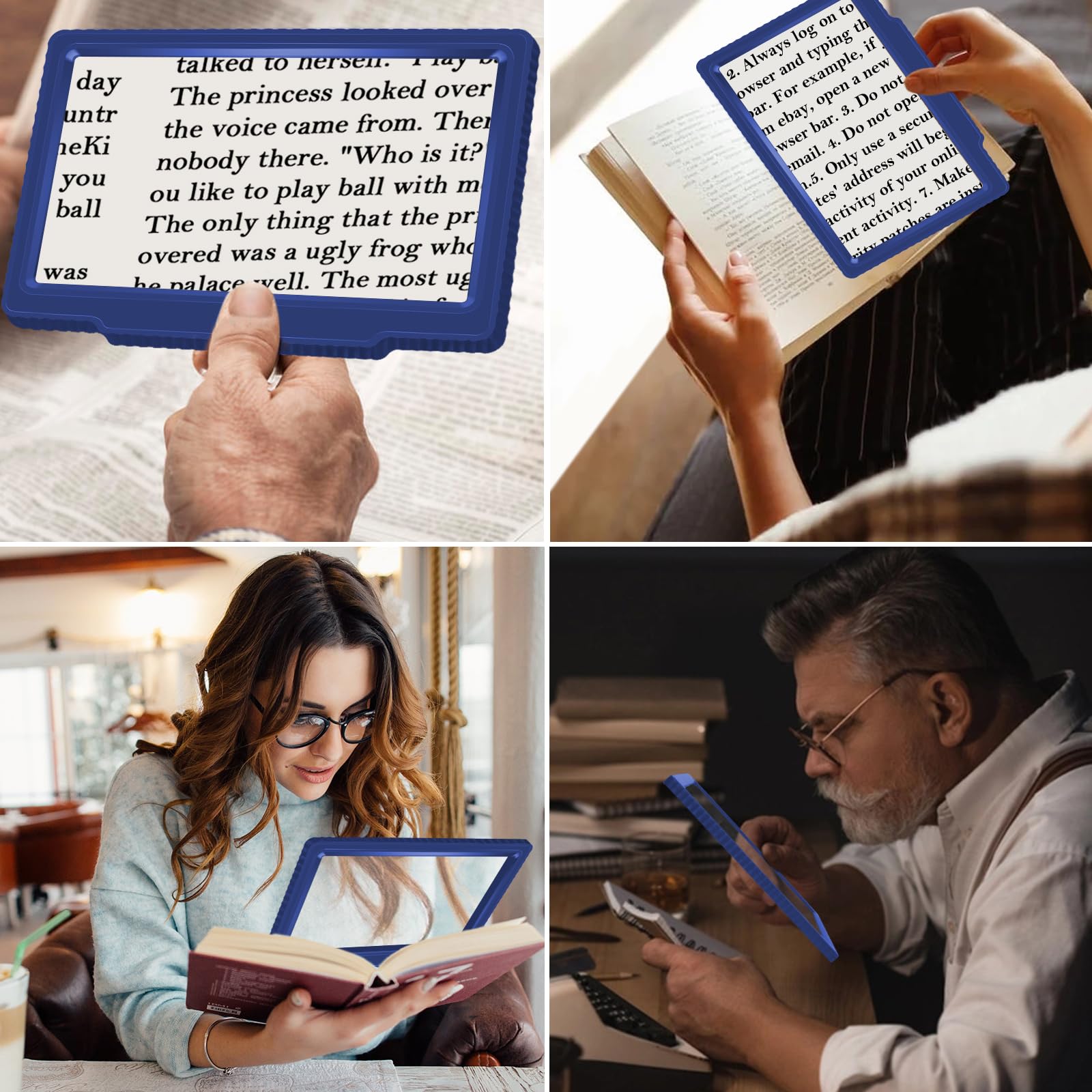 5X Large Page Magnifying Glass Large Viewing Area Magnifier for Reading, Handheld Lightweight Magnifier for Seniors and Low Vision Person Black