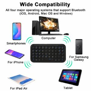 Wireless Bluetooth Keyboard Ultra Slim Silent Mini Wireless Keyboard Rechargeable Portable Pocket Keyboard Travel Size Handheld 49 Keys Cordless Keyboard for iPhone iPad Android Laptop Windows, Mac