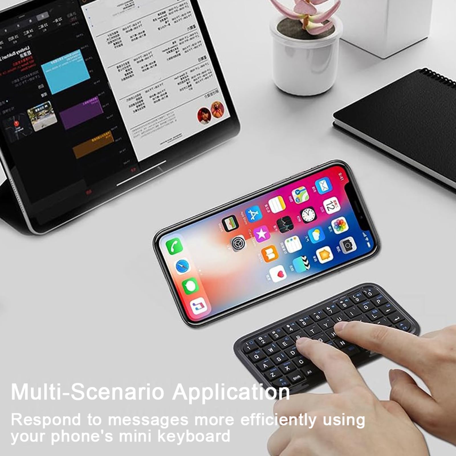 Wireless Bluetooth Keyboard Ultra Slim Silent Mini Wireless Keyboard Rechargeable Portable Pocket Keyboard Travel Size Handheld 49 Keys Cordless Keyboard for iPhone iPad Android Laptop Windows, Mac