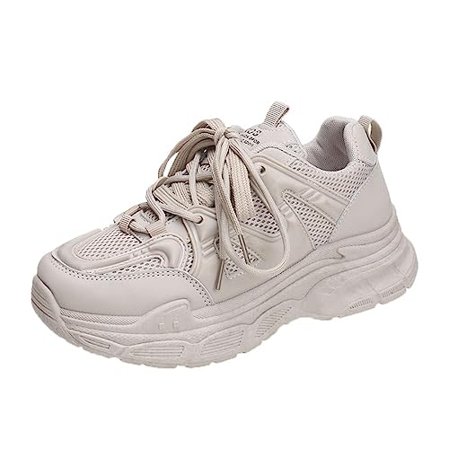 Women’s Sport Shoes Low Heel Wedge Sneakers Fashion Platform Sneakers Low Top Trainers Walking Shoes Breathable Casual Lace Up Comfort Walkout Shoes Athletic Tennis Shoes Grey