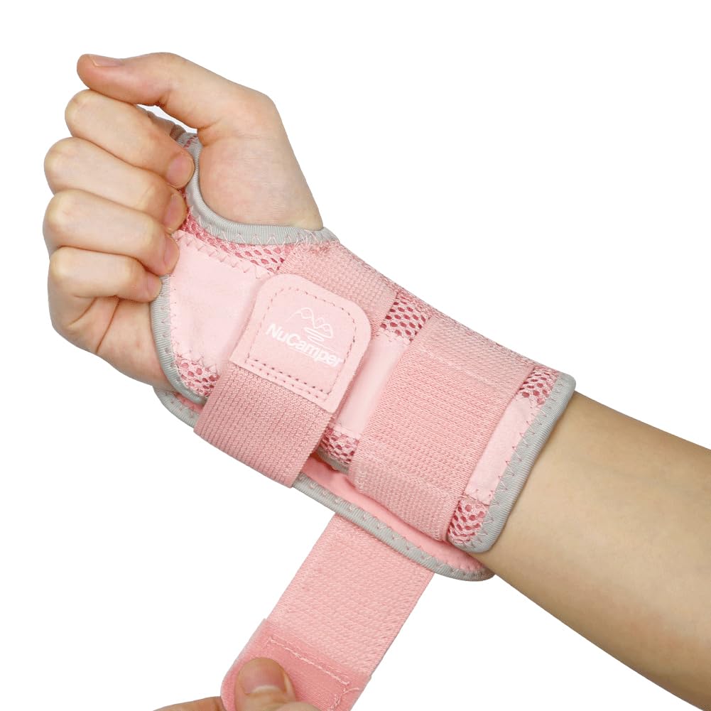 NuCamper Wrist Brace Carpal Tunnel Right Left Hand for Men Women, Night Wrist Sleep Supports Splints Arm Stabilizer with Compression Sleeve Adjustable Straps,for Tendonitis Arthritis Pain Relief