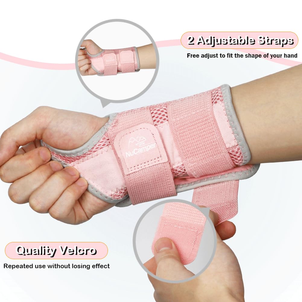 NuCamper Wrist Brace Carpal Tunnel Right Left Hand for Men Women, Night Wrist Sleep Supports Splints Arm Stabilizer with Compression Sleeve Adjustable Straps,for Tendonitis Arthritis Pain Relief