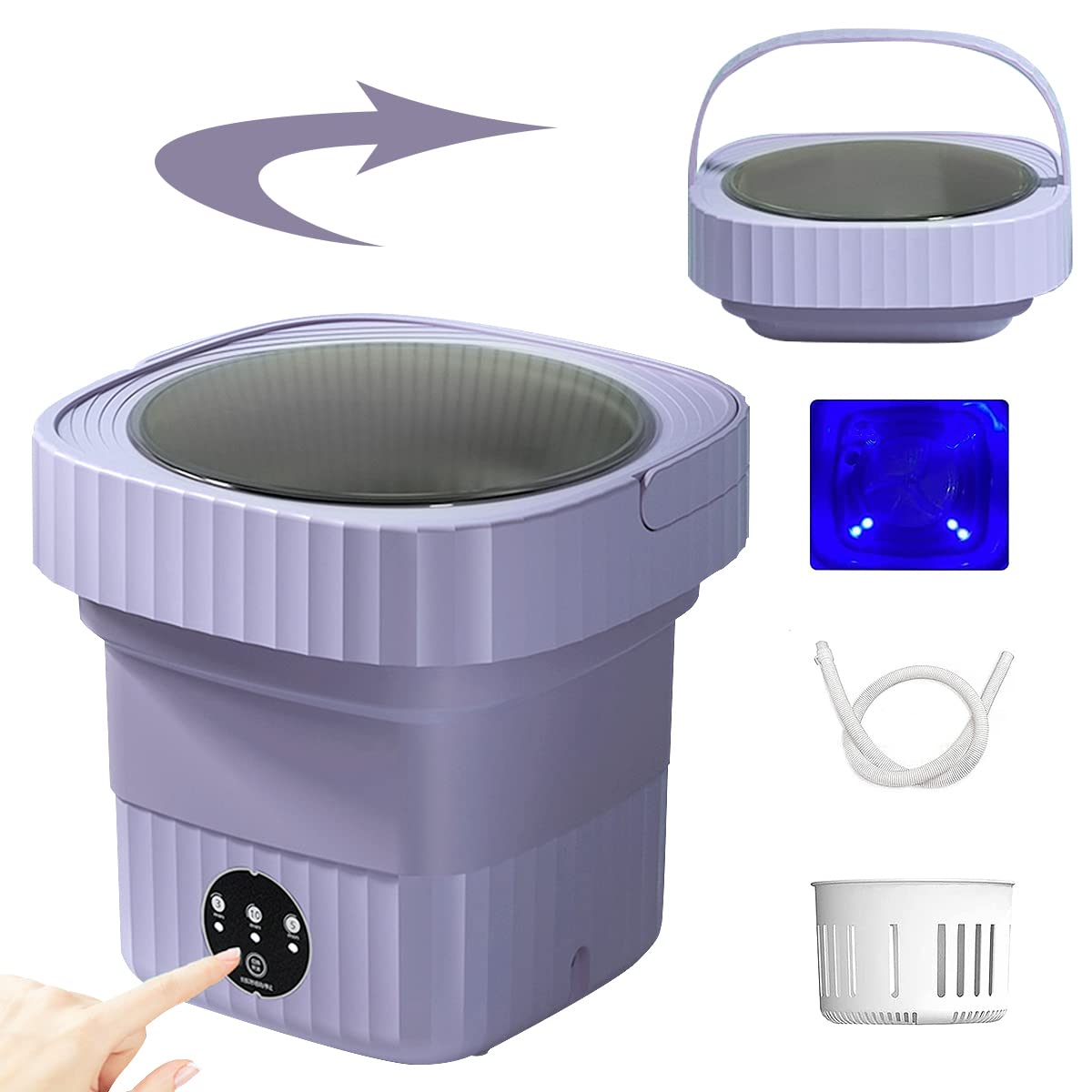 Portable Washing Machine, Foldable Mini Washing Machine for Socks, Baby Clothes, Towels, Underwear Or Delicate Items, Ideal for Apartment, Dorm, Camping, RV Travel and More (purple)