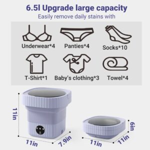 Portable Washing Machine, Foldable Mini Washing Machine for Socks, Baby Clothes, Towels, Underwear Or Delicate Items, Ideal for Apartment, Dorm, Camping, RV Travel and More (purple)