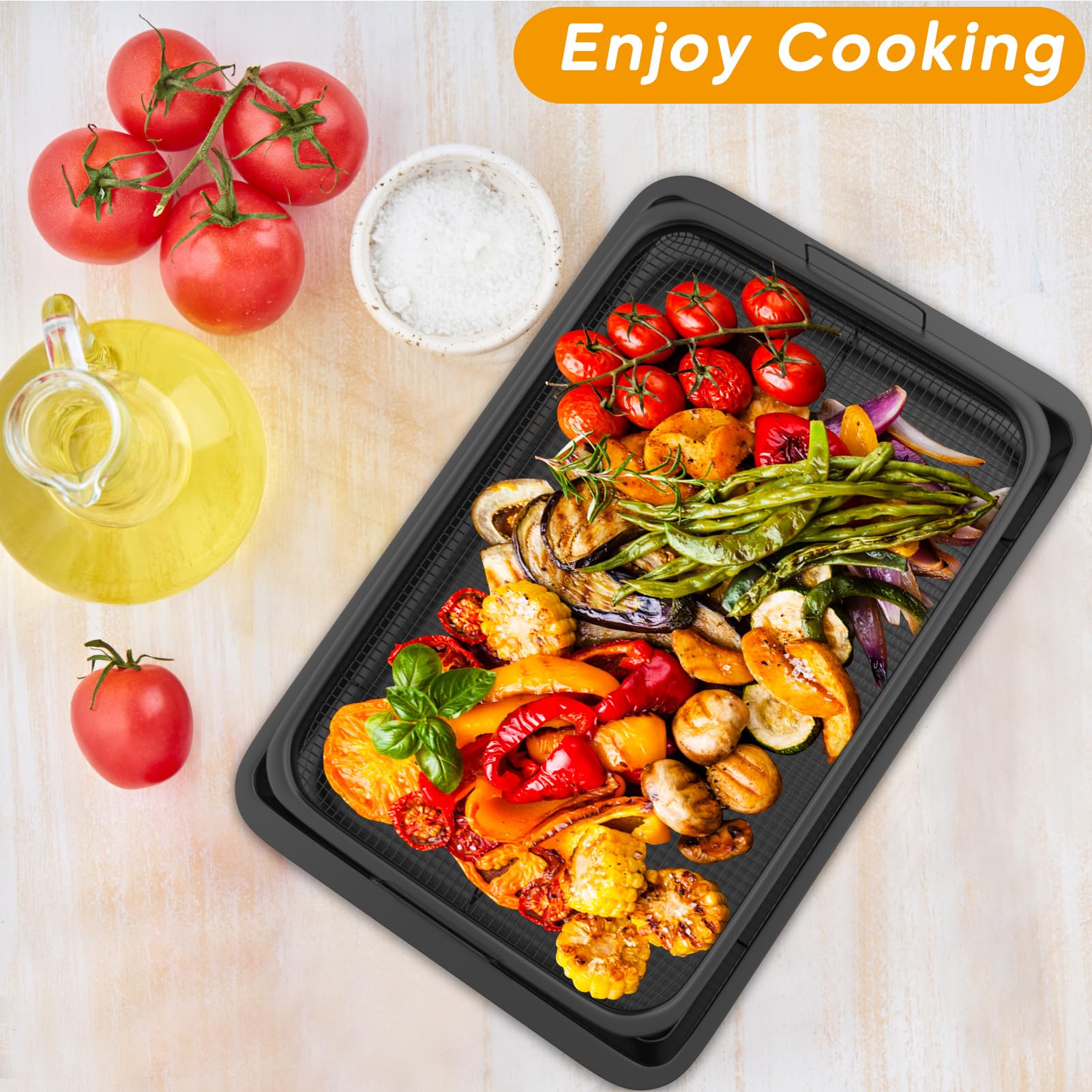 Large Size 19" x 12.8", Air Fryer Basket For Oven, Stainless Steel Air Fryer Tray, Oven Air Fryer Basket Baking Sheet Cookie Sheet Roasting Basket