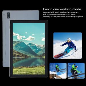 GLOGLOW FHD Tablet, 2 in 1 6GB RAM 128GB ROM 10.1 Inch Tablet 8 Core CPU with Keyboard for Office (US Plug)