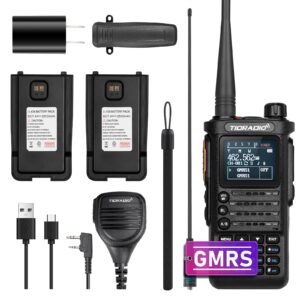 tidradio (2nd gen) td-h8 gmrs radio two way radio,app programmable,support chirp,long range walkie talkies with 2pcs rechargeable usb-c 2500mah battery,noaa weather broadcast receiver