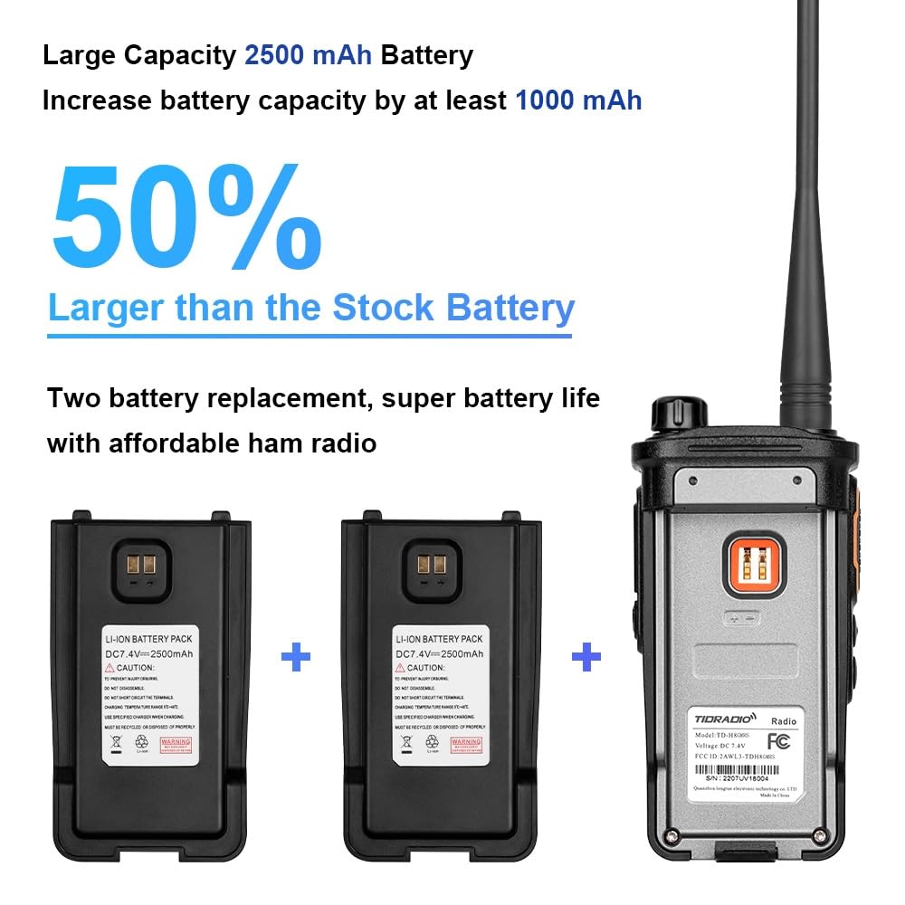 TIDRADIO (2nd Gen) TD-H8 GMRS Radio Two Way Radio,APP Programmable,Support Chirp,Long Range Walkie Talkies with 2pcs Rechargeable USB-C 2500mAh Battery,NOAA Weather Broadcast Receiver