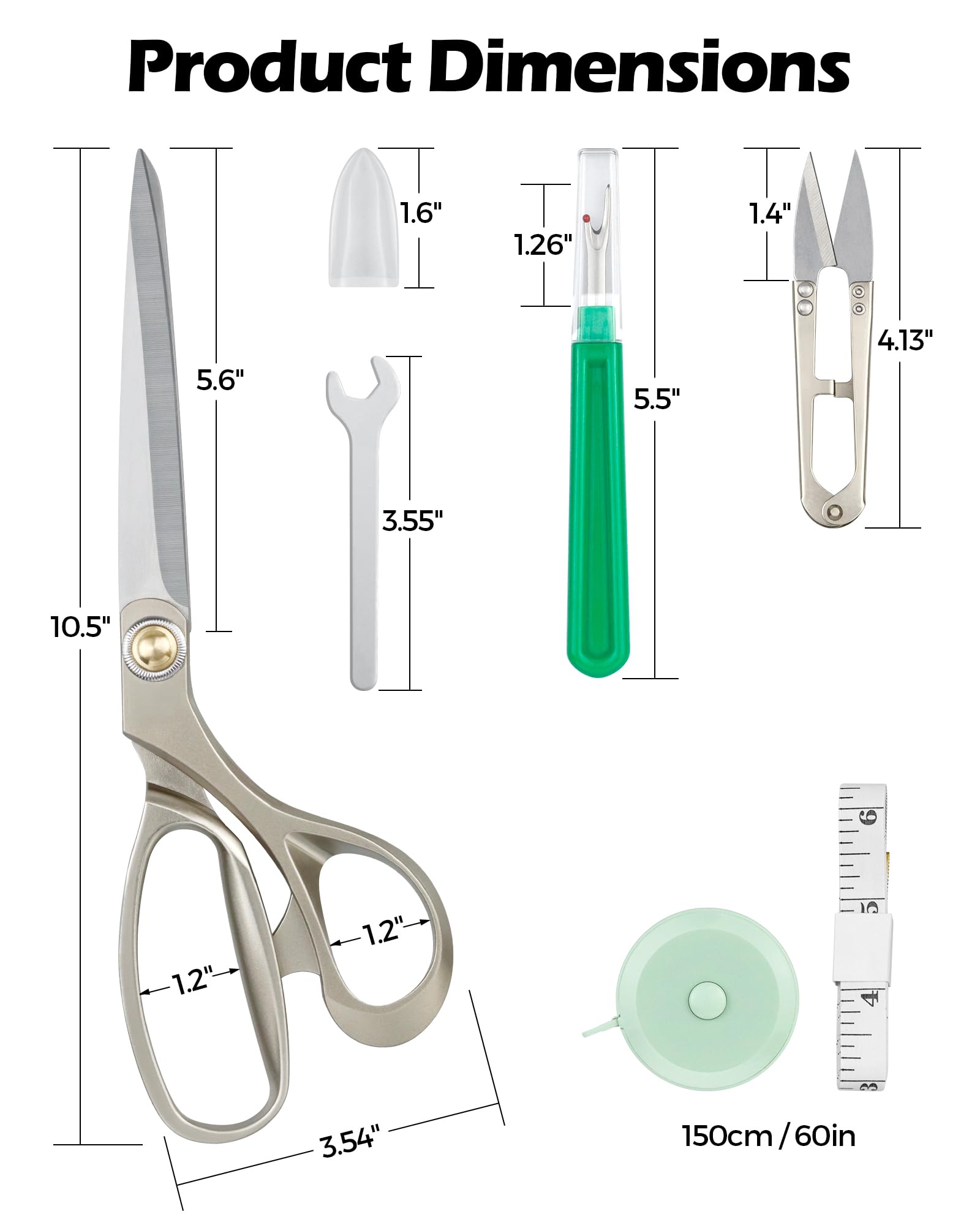 FIVEIZERO Fabric Scissors All Purpose: 10.5" Heavy Duty Scissors (Med. Weight) with Sheath, Ultra Sharp Dressmaker Shears, Professional Tailor Sewing Scissors for Fabric, Upholstery, Leather Cutting