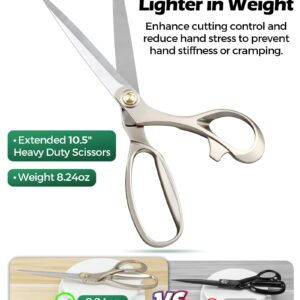 FIVEIZERO Fabric Scissors All Purpose: 10.5" Heavy Duty Scissors (Med. Weight) with Sheath, Ultra Sharp Dressmaker Shears, Professional Tailor Sewing Scissors for Fabric, Upholstery, Leather Cutting