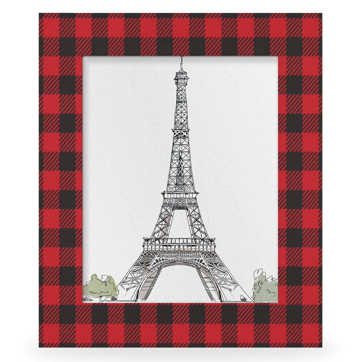 cfpolar Red Plaid 8x10 Picture Frame Solid Wood High Definition Acrylic Photo Frame Fits to 8x10 Inch Photos, Wall Mounting Picture Frames for Tabletop & Wall Display Home Decor