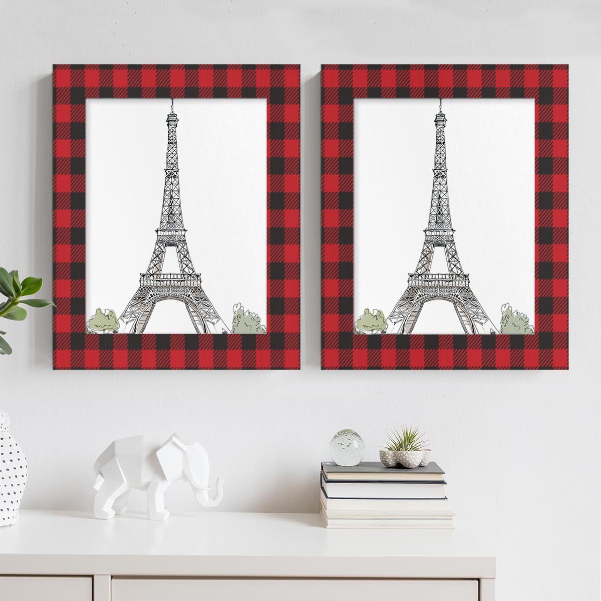 cfpolar Red Plaid 8x10 Picture Frame Solid Wood High Definition Acrylic Photo Frame Fits to 8x10 Inch Photos, Wall Mounting Picture Frames for Tabletop & Wall Display Home Decor