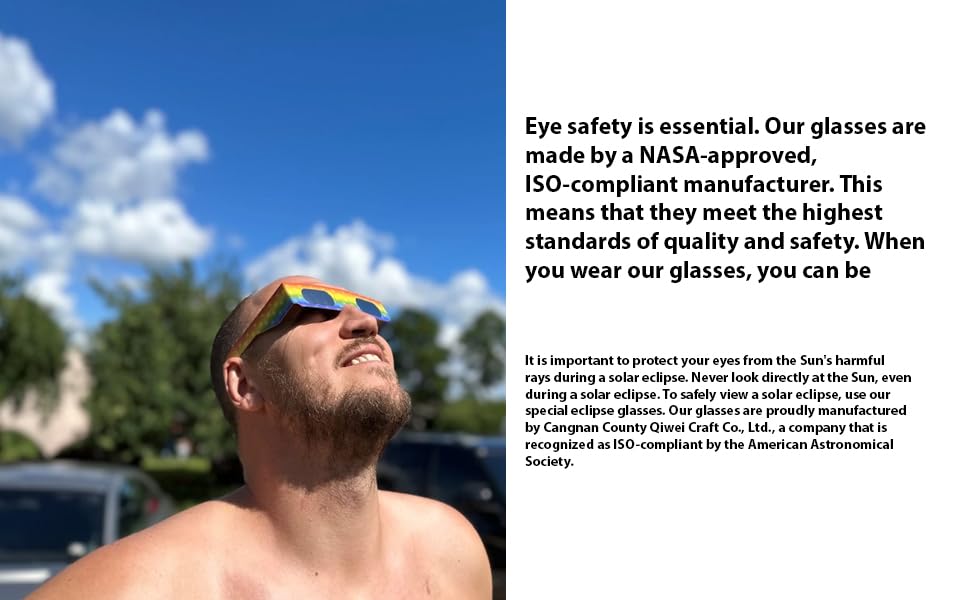 Premium Rainbow Solar Eclipse Viewing Glasses - Safe, ISO 12312-2, Durable Paper Frames - Pack of 2 - Perfect for Astro Enthusiasts and Outdoor Events