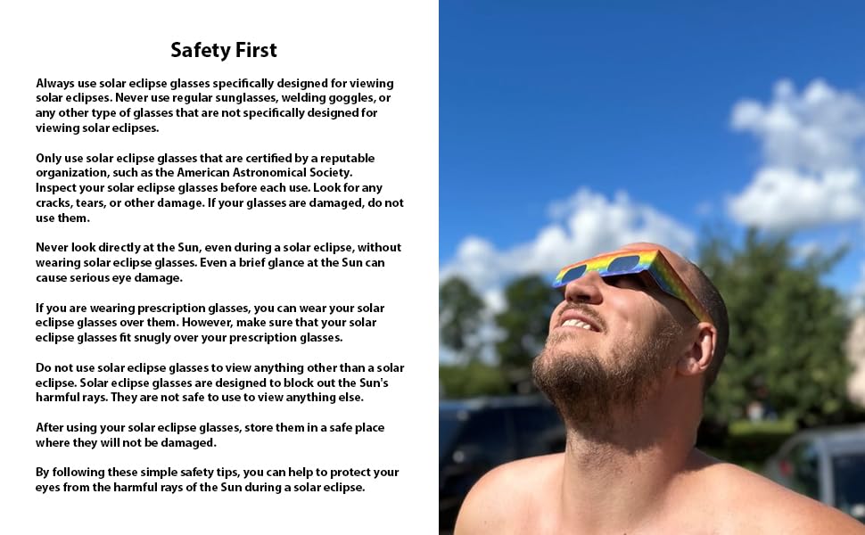 Premium Rainbow Solar Eclipse Viewing Glasses - Safe, ISO 12312-2, Durable Paper Frames - Pack of 2 - Perfect for Astro Enthusiasts and Outdoor Events