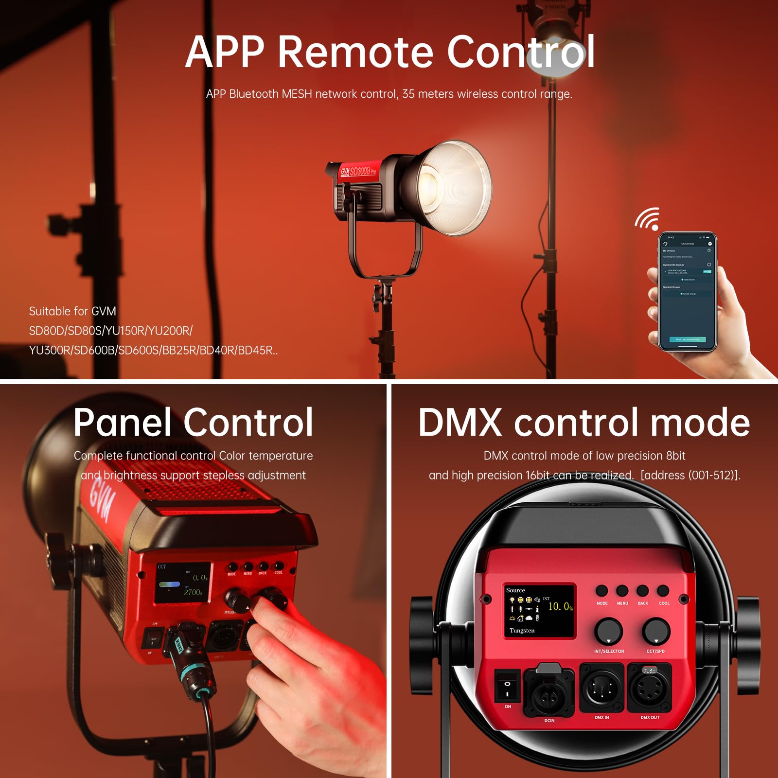 GVM Video Lighting 300W Bi-Color Studio Lights kit with Bowens Mount Softbox and Stand CCT 2700K~6800K CRI 97+ Continuous Lighting for Photography