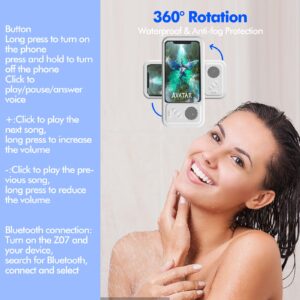 Fanlory Shower Phone Holder with Wireless Bluetooth Speaker - Waterproof 480 Rotation Viewable Shower Phone Stand Case Mount Speakers for Bathroom Wall Mirro for 4"- 6.8" Cell Phones