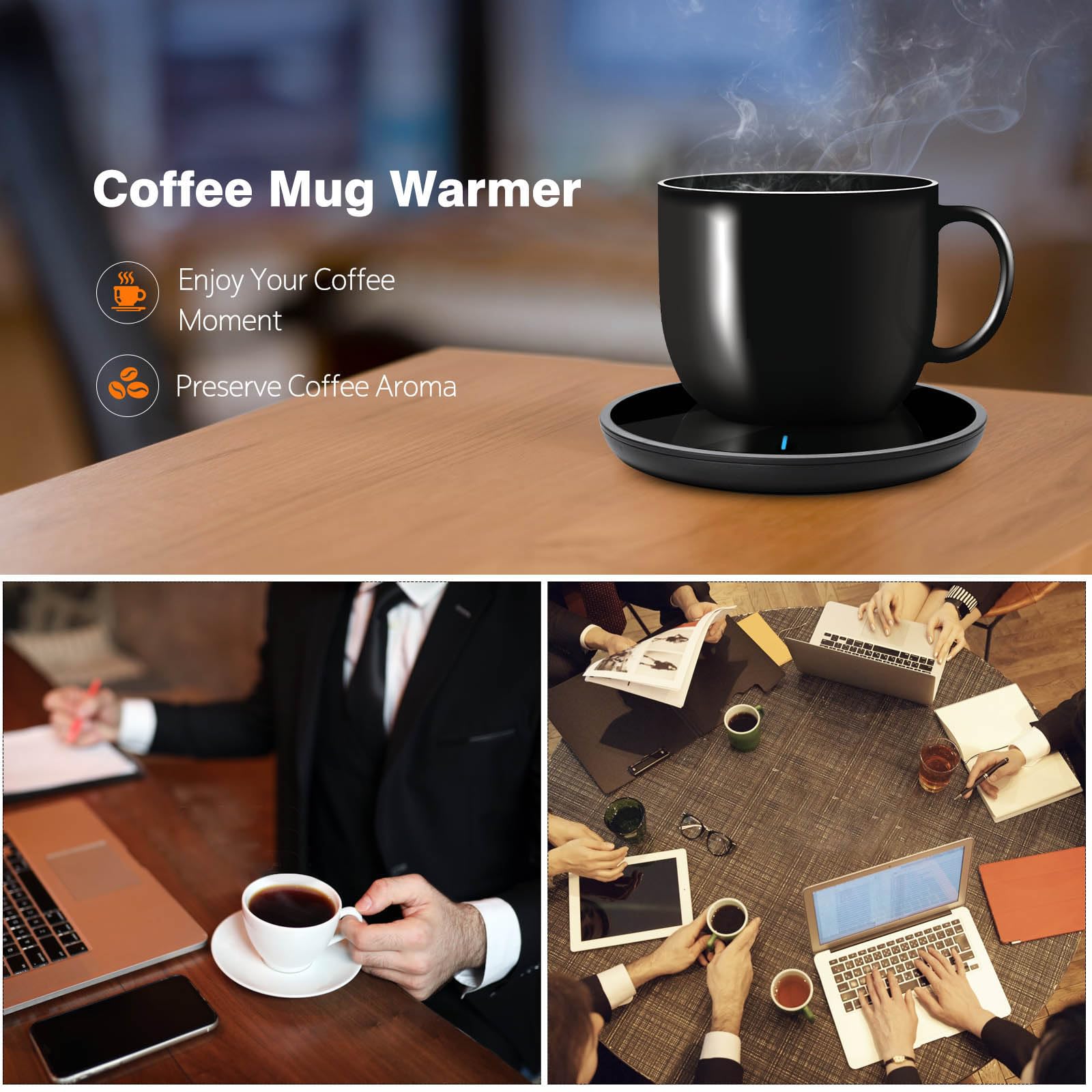 Jisiloe Coffee Mug Warmer, Smart Coffee Cup Warmer with Pressure-Induced Auto ON/Off, Candle Warmer Coffee Warmer Plate for Milk Tea, Coffee Accessories for Home Office Desk