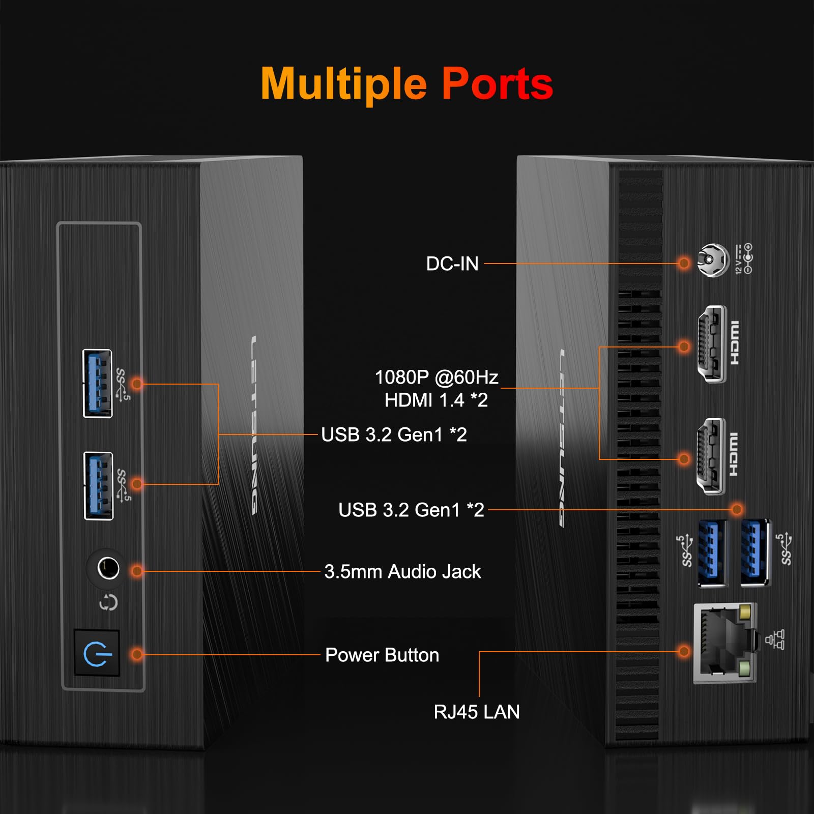 LETSUNG Mini AIR11SE Mini PC Windows 11, 6GB RAM LPDDR4 128GB M.2 SSD, up to 512GB, Mini NUC Computer with Intel Celeron N4000, Home/Business Mini Desktop Computer, WiFi5/BT4.2/HDMI