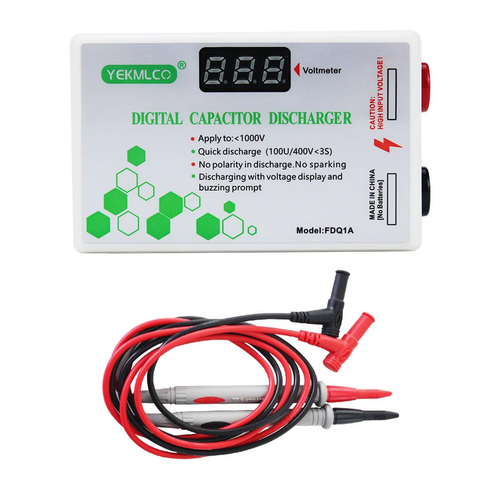 YEKMLCO Digital Capacitor Discharger 10-1000V Fast Discharge Protection Electrician Voltage Discharging Tool for Electronic