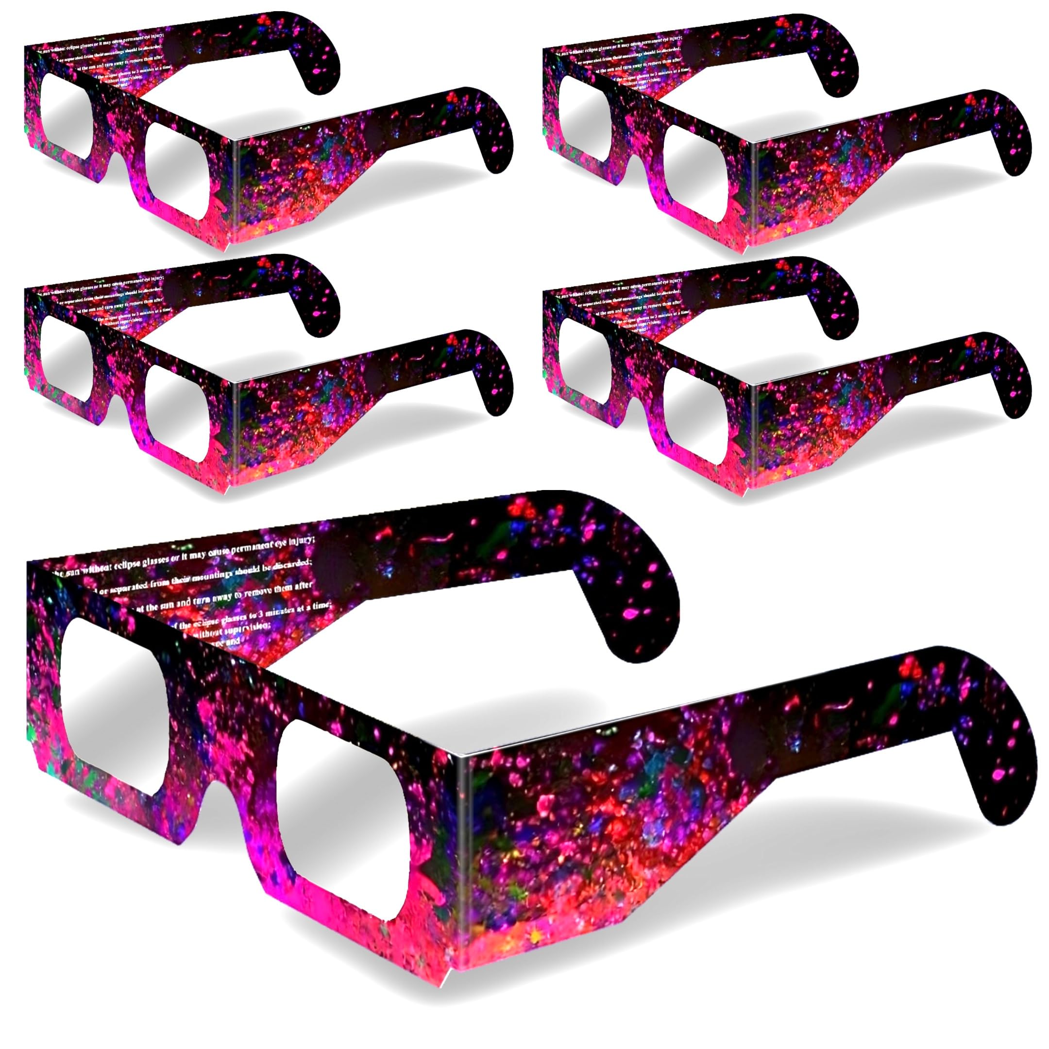 5x Premium Solar Eclipse Viewing Glasses - Safe, Certified, Durable Paper Frames - Pack of 5 - Perfect for Astro Enthusiasts and Outdoor Events