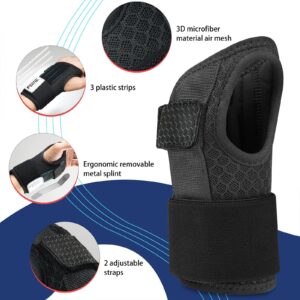 FEATOL 2 Pack Carpal Tunnel Wrist Brace For Work With Wrist Splint, Adjustable Wrist Guard Daytime Support For Women Men, Pain Relief For Pregnancy, Typing, Arthritis, Tendonitis, Right Hand Left Hand, Large