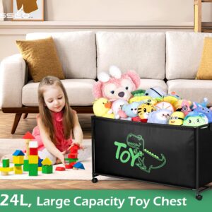 MISSLO Large Toy Box with Wheels Big Toy Chest for Kids Organizer Toy Storage Bin, 124L, Black