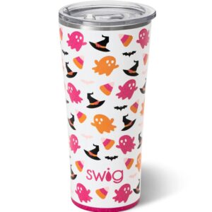 swig life 22oz tumbler - discontinued prints - insulated coffee tumbler with lid, cup holder friendly, dishwasher safe, stainless steel, large travel mugs for hot and cold drinks (hey boo)