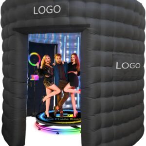 Inflatable 360 Photo Booth Enclosure, RGB Lights Backdrop Photobooth 10ft (Width) x 8ft (Height) for Party Events Live Streaming Rental