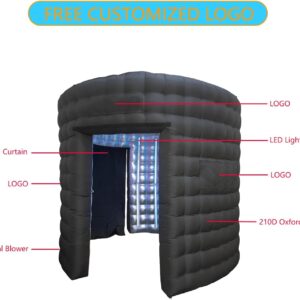 Inflatable 360 Photo Booth Enclosure, RGB Lights Backdrop Photobooth 10ft (Width) x 8ft (Height) for Party Events Live Streaming Rental