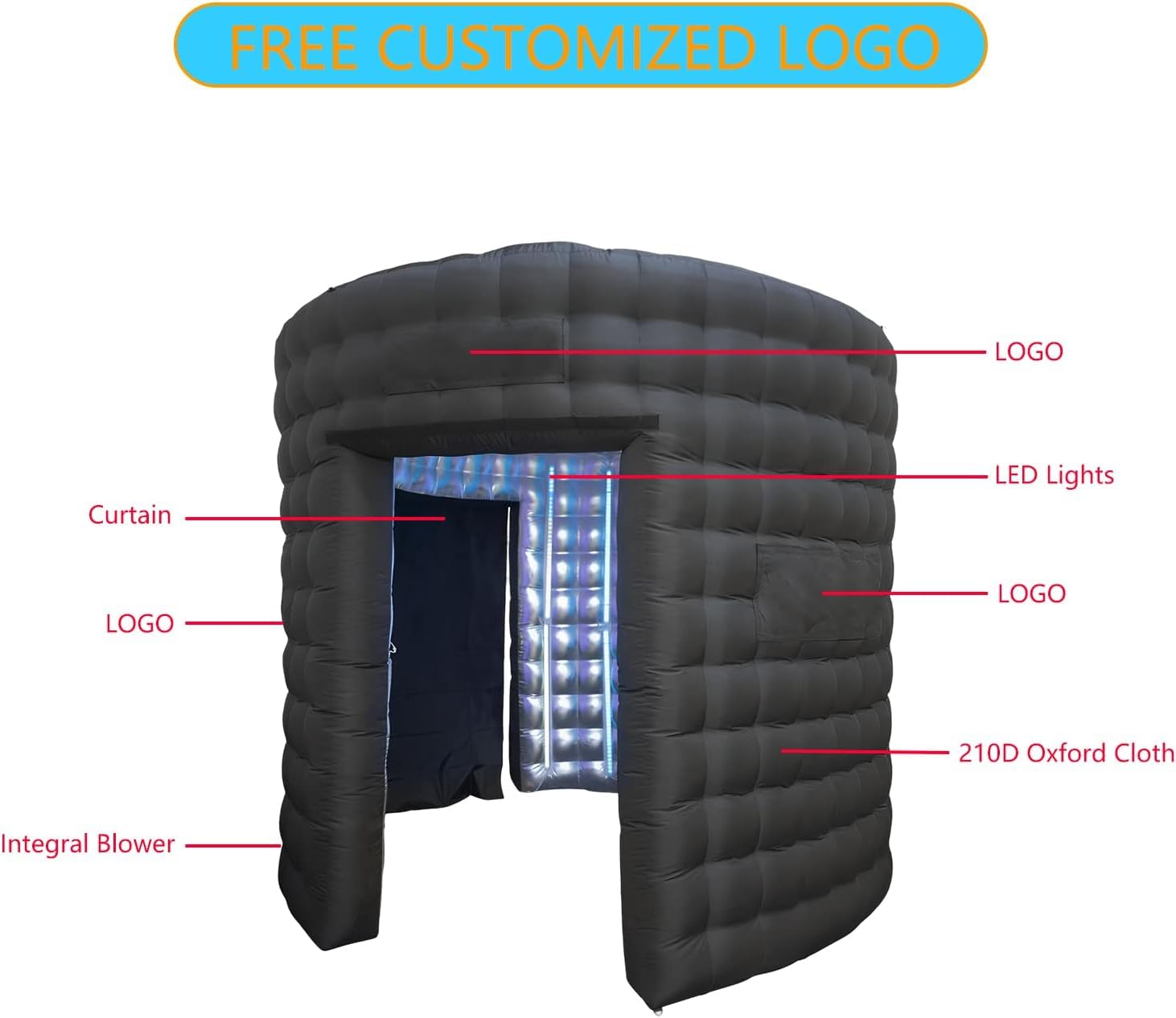 Inflatable 360 Photo Booth Enclosure, RGB Lights Backdrop Photobooth 10ft (Width) x 8ft (Height) for Party Events Live Streaming Rental