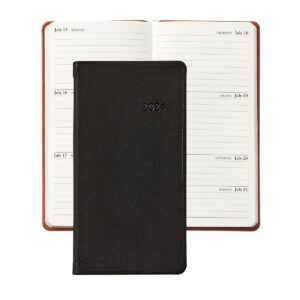 graphic image 2024 pocket datebook planner, week-at-a-view pages, holidays for the united states and canada, genuine leather (3.125" w x 6" h - made in the usa)