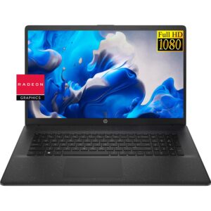 hp 17 laptop, 512gb ssd storage, 8gb ddr5 memory, amd athlon gold 7220u processor, 17" hd+ anti-glare display, full-size keyboard, wi-fi & bluetooth, hdmi, fast charge, windows 11 home