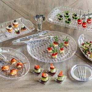 ACHED Clear Plastic Mini Wavy Square Plates - 5 Sets (12-ct. packs) - Elegant Disposable Tableware for Appetizers, Desserts - Ideal for Parties, Weddings, and Events