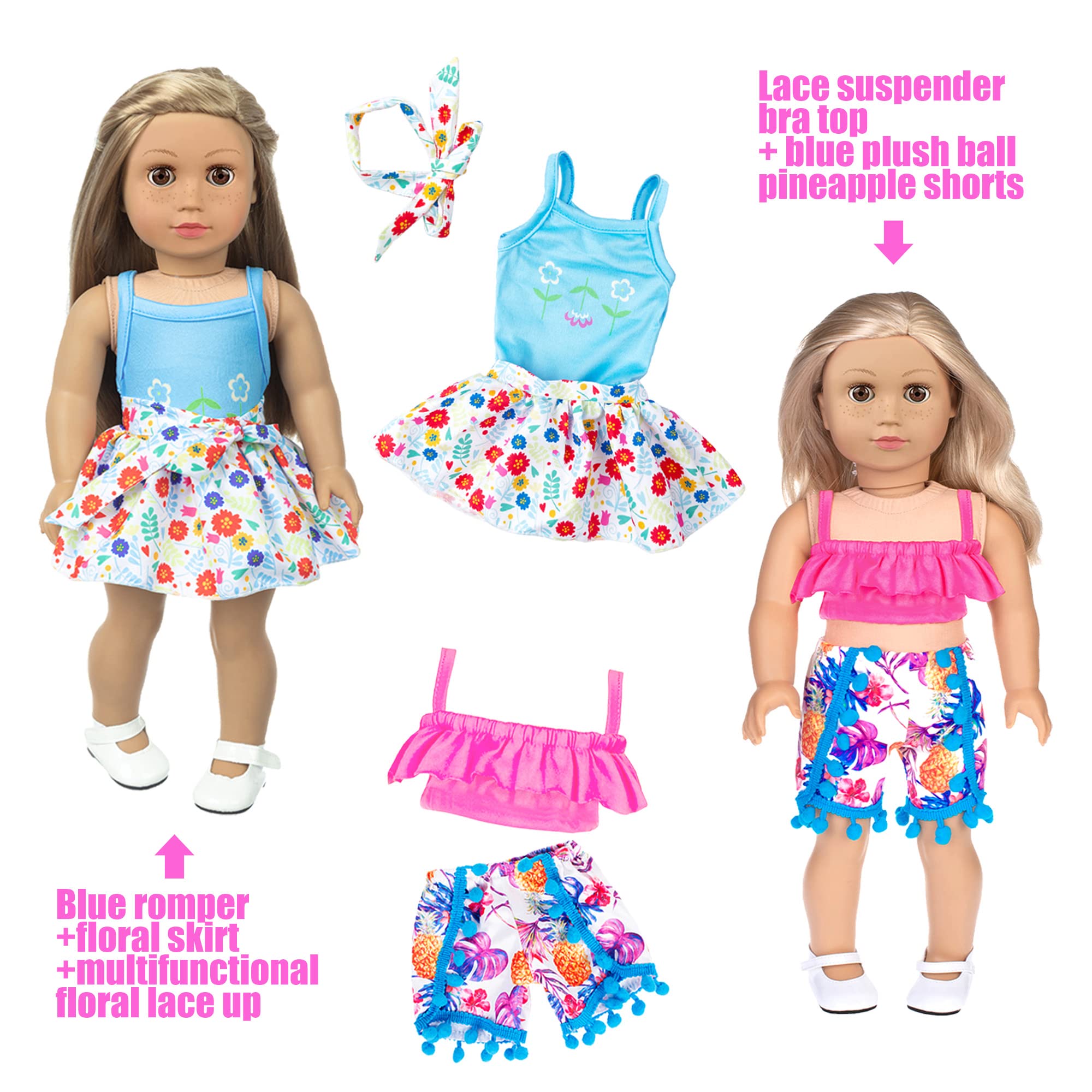 Fashion 10 Sets 18 inch Doll Clothes and Accessories Play Set inlcude Mermaid Shinning Dress Outfits Bikini Hat Handbag (No Doll)