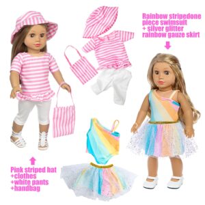 Fashion 10 Sets 18 inch Doll Clothes and Accessories Play Set inlcude Mermaid Shinning Dress Outfits Bikini Hat Handbag (No Doll)