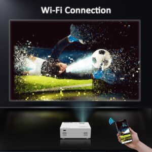 WiFi and Bluetooth Mini Projector - Video Projection Screen for Home Theater Movie Projector, HD 1080P Portable Home Theater Movie Projector Compatible with HDMI, TV Stick, PS4, USB, AV, PC, Phone