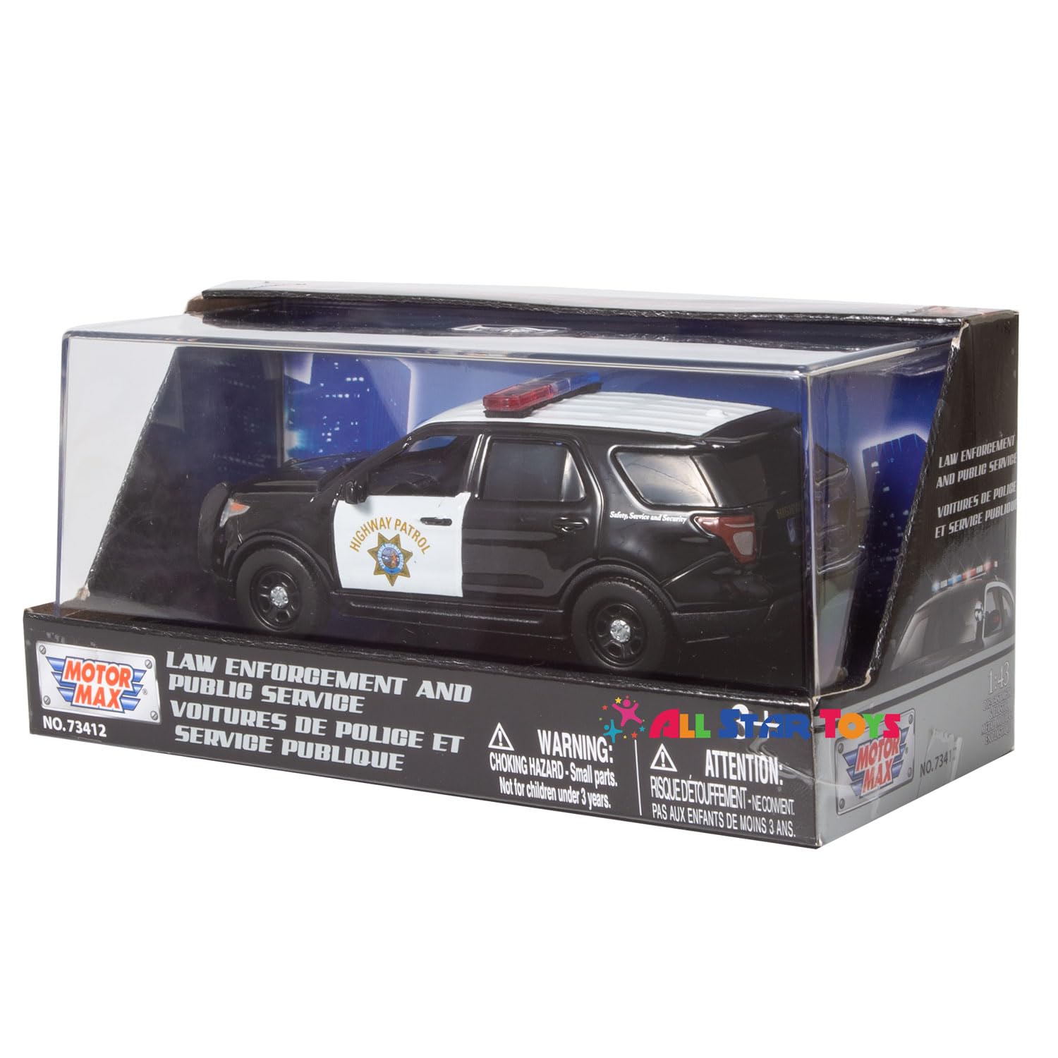 Motormax 2015 Ford Explorer California Highway Patrol CHP Police Interceptor 1:43 diecast Model w/Acrylic case 79480