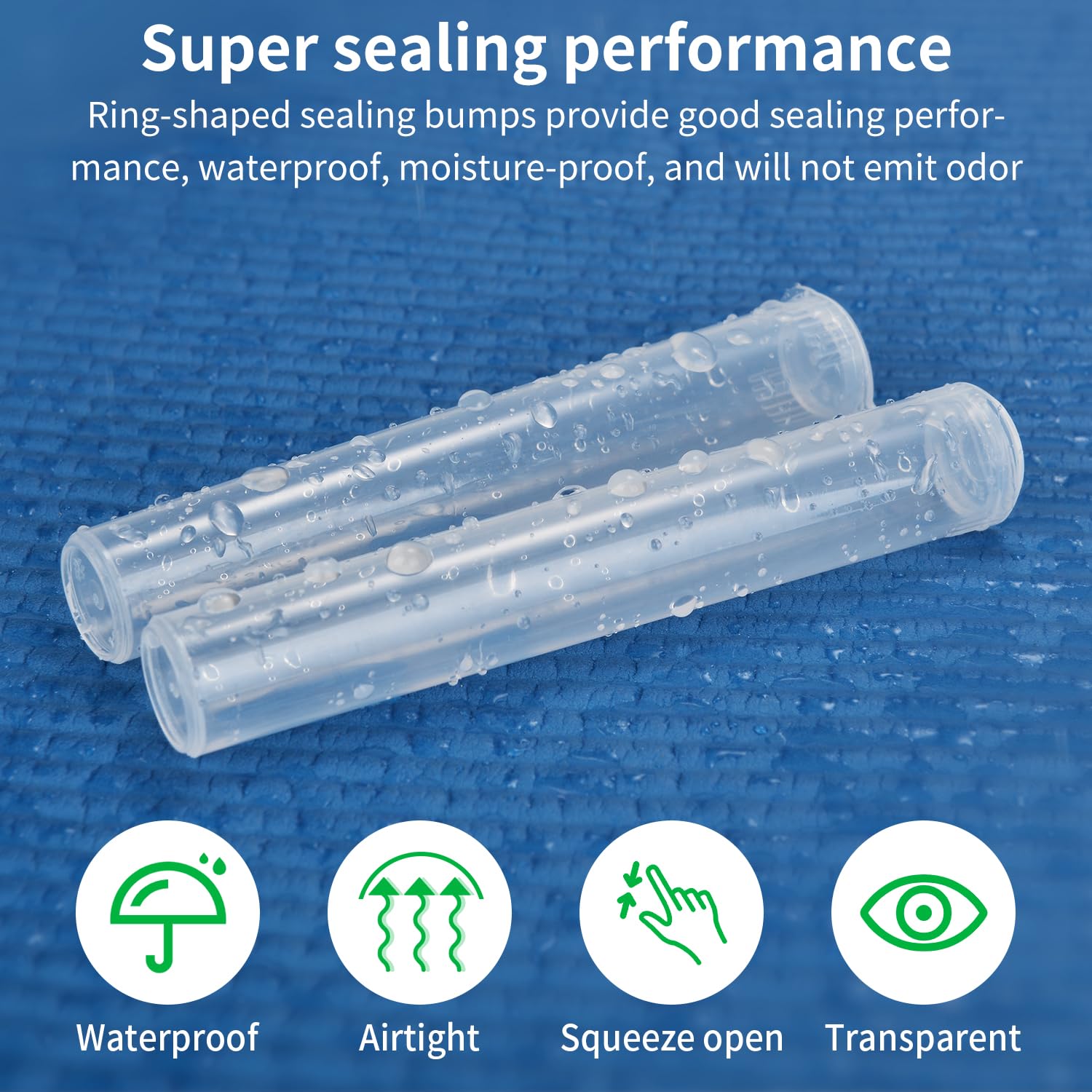 116mm Tubes Clear King-Size Plastic Storage Pre Roll Tube Vials with Squeeze Pop Top (50 Pack), Urekt Waterproof Odor Sealing Plastic Container Holder Fits Raw Cones 110mm 109mm