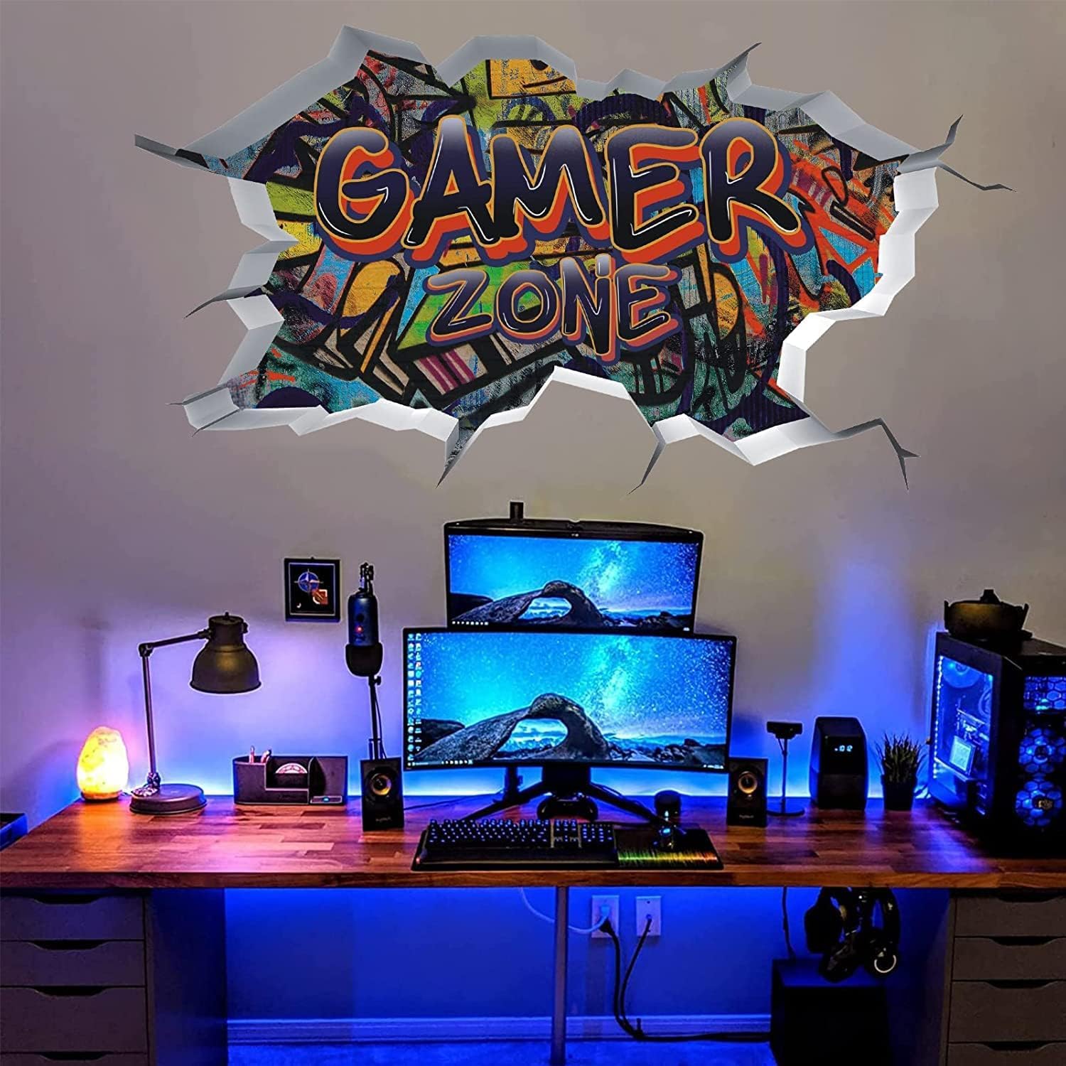 TOARTI 3D Game Wall Decals,Gaming Wall Stickers for Boys Room Gamer Zone Sticker Video Gaming Wallpaper for Kids Playroom Decor