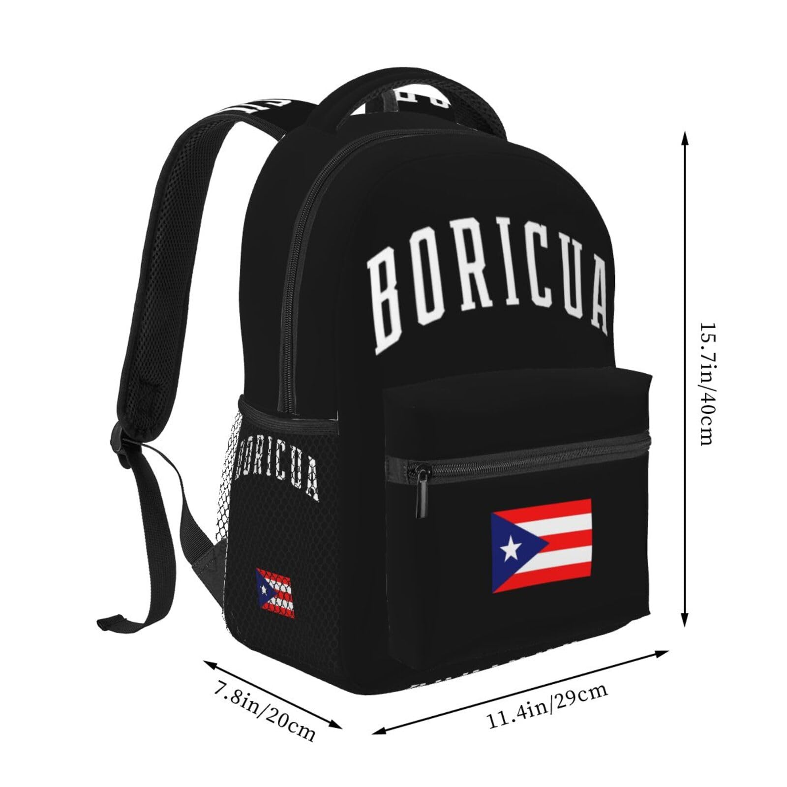 ROSIHODE Puerto Rico Flag Backpack Adjustable Shoulder Strap Bookbag, Casual Daypack Lightweight Backpack for Adults