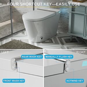 ARRISEA Smart Toilet with Bidet Built in, Foot Sensing Modern Toilet Bidet Combo with Auto Flush, Remote Control Warm Water, Elongated Heated Bidet Seat, Dryer, Built-in Water Tank, LED Light