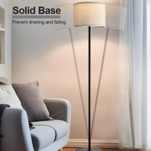 Oneach 61" Farmhouse Industrial Floor Lamp for Living Room Standing Floor Lamp Rustic Floor Lamps for Living Room Bedroom Tall Lamps with Rotary Switch for Bedroom with Natural Linen Lamp Shade